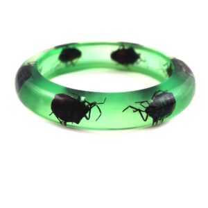 Vintage Lucite Green Beetle Bug Bangle Bracelet - Momentum Vintage