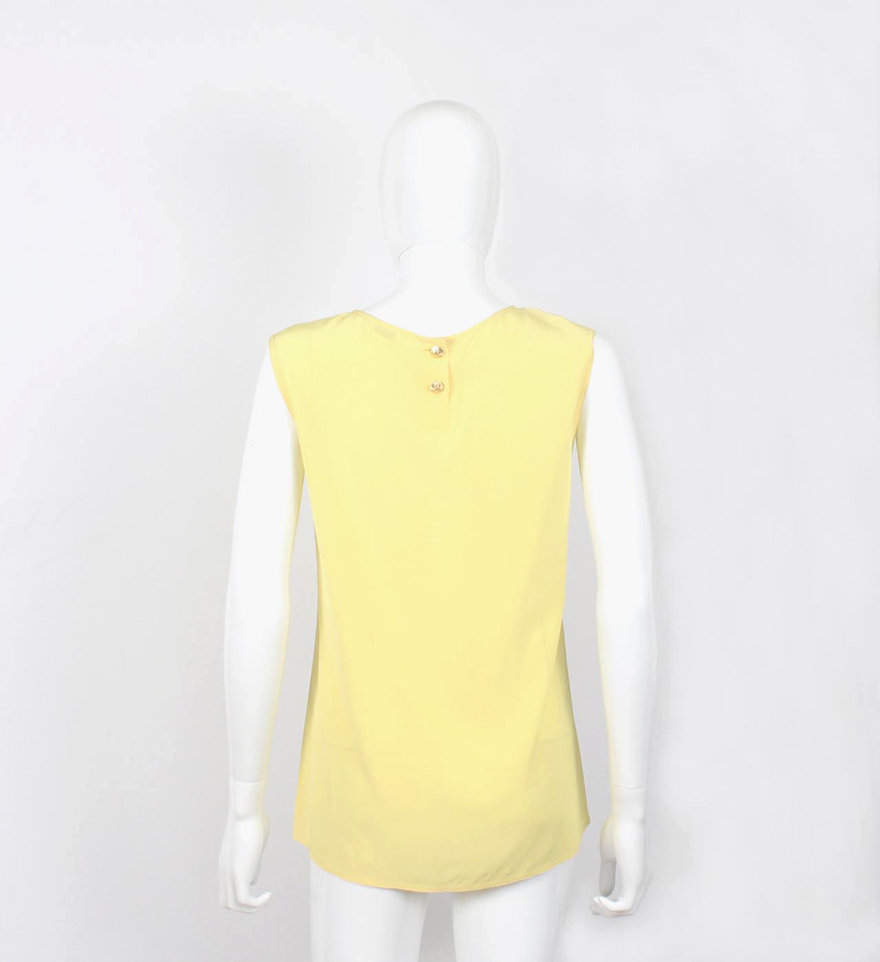 Chanel Canary Yellow Silk Sleeveless Blouse - Momentum Vintage